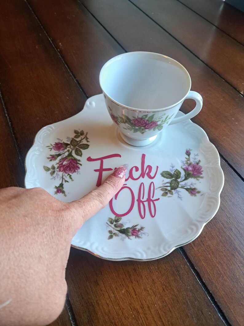Adult Tea Cup and Snack Plate Set Vintage OOAK - Etsy