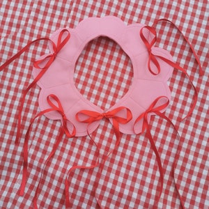 Red Ribbon Bow Pink Felt Scallop Collar - Etsy