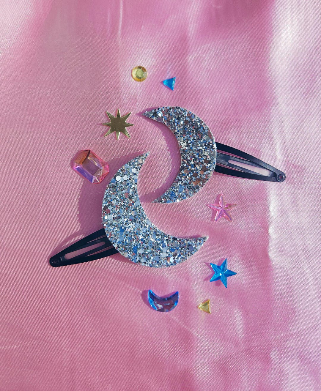 SILVER Glitter Moon Hair Clip / Celestial / Wedding / Monnchild ...