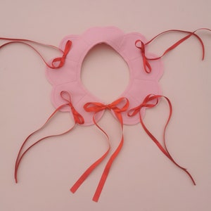 Red Ribbon Bow Pink Felt Scallop Collar - Etsy