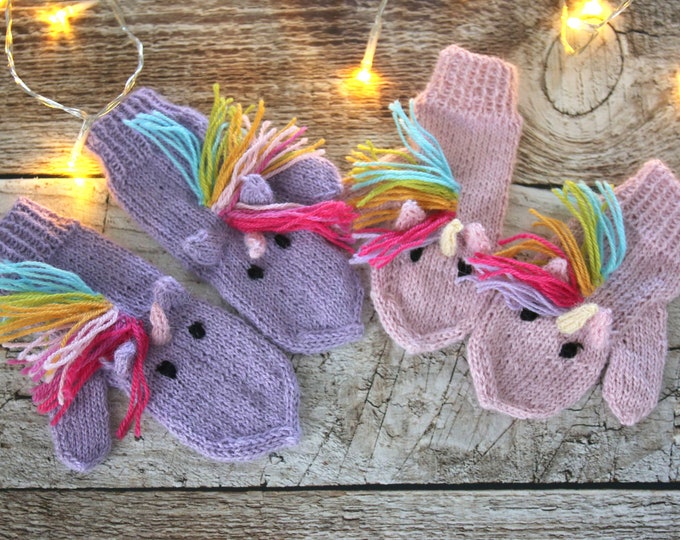 Aurora Unicorn Mittens Pattern, Knitted Mittens, Kid's Mittens, Pdf ...