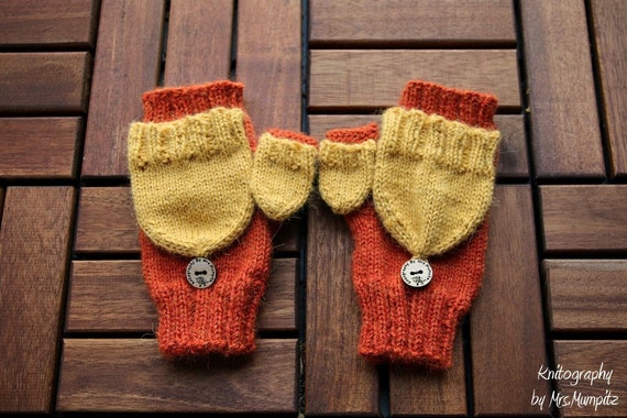 Fingerless gloves with mitten flap knitting pattern store