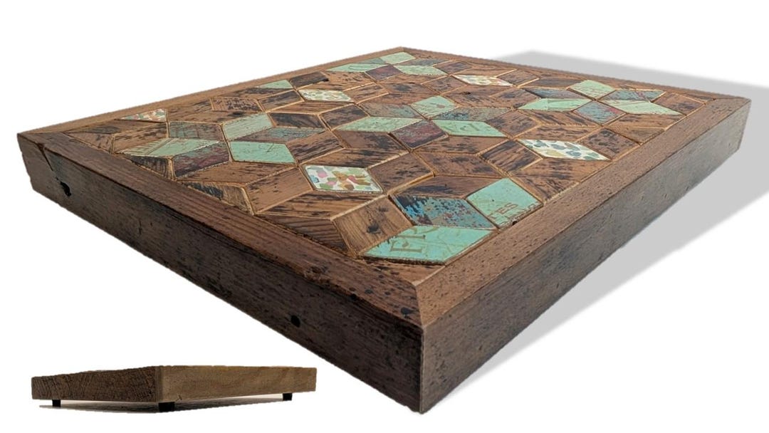 Reclaimed 1890s Pine Wood Trivet: Mixed Media Footed Centerpiece - Etsy