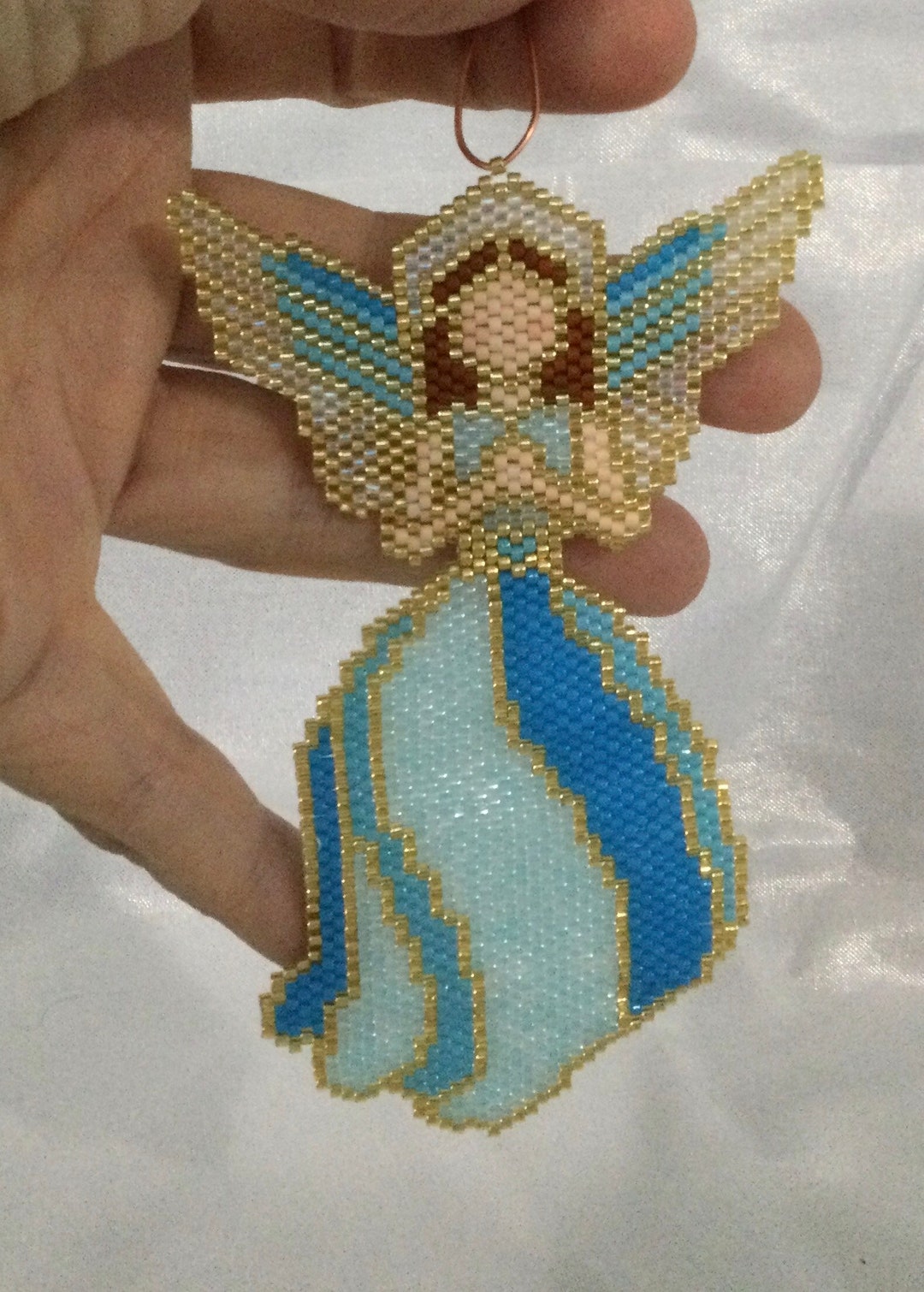 Praying Angel in Teal - 2 PDF Patterns!! - Shaped Peyote/brick Stitch ...