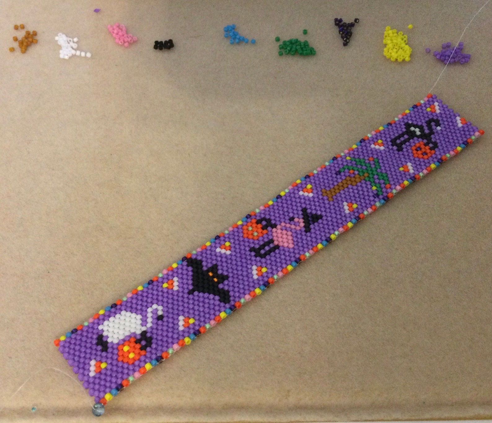 Trick or Treat Flamingos Bracelet Pattern - PDF for Even Count Peyote ...