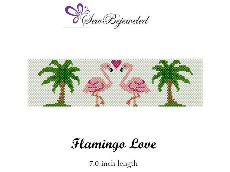 Peyote Bracelet Pattern - Flamingo Love in TWO SIZES - Etsy