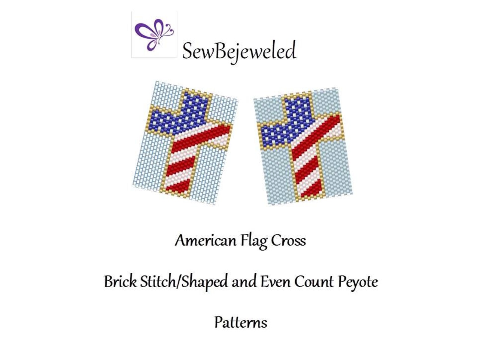 American Flag Cross Pattern Shaped Peyote/brick Stitch and - Etsy