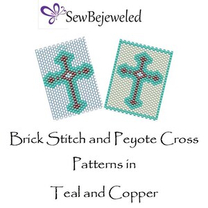 Cross in Teal and Copper - Brick Stitch and Peyote Patterns - 2 PDF ...
