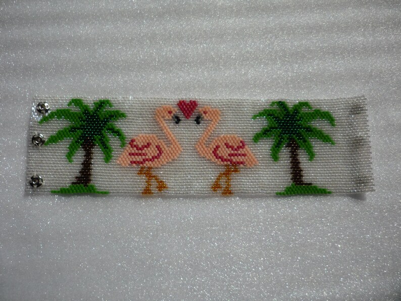Peyote Bracelet Pattern - Flamingo Love in TWO SIZES - Etsy