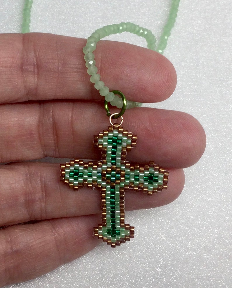 May Emerald Birthstone Month Cross Pattern - Brick Stitch and Odd Count ...