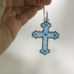 Cross in Shades of Blue - Brick Stitch and Peyote Patterns - 2 PDF ...