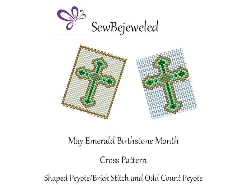 May Emerald Birthstone Month Cross Pattern - Brick Stitch and Odd Count ...