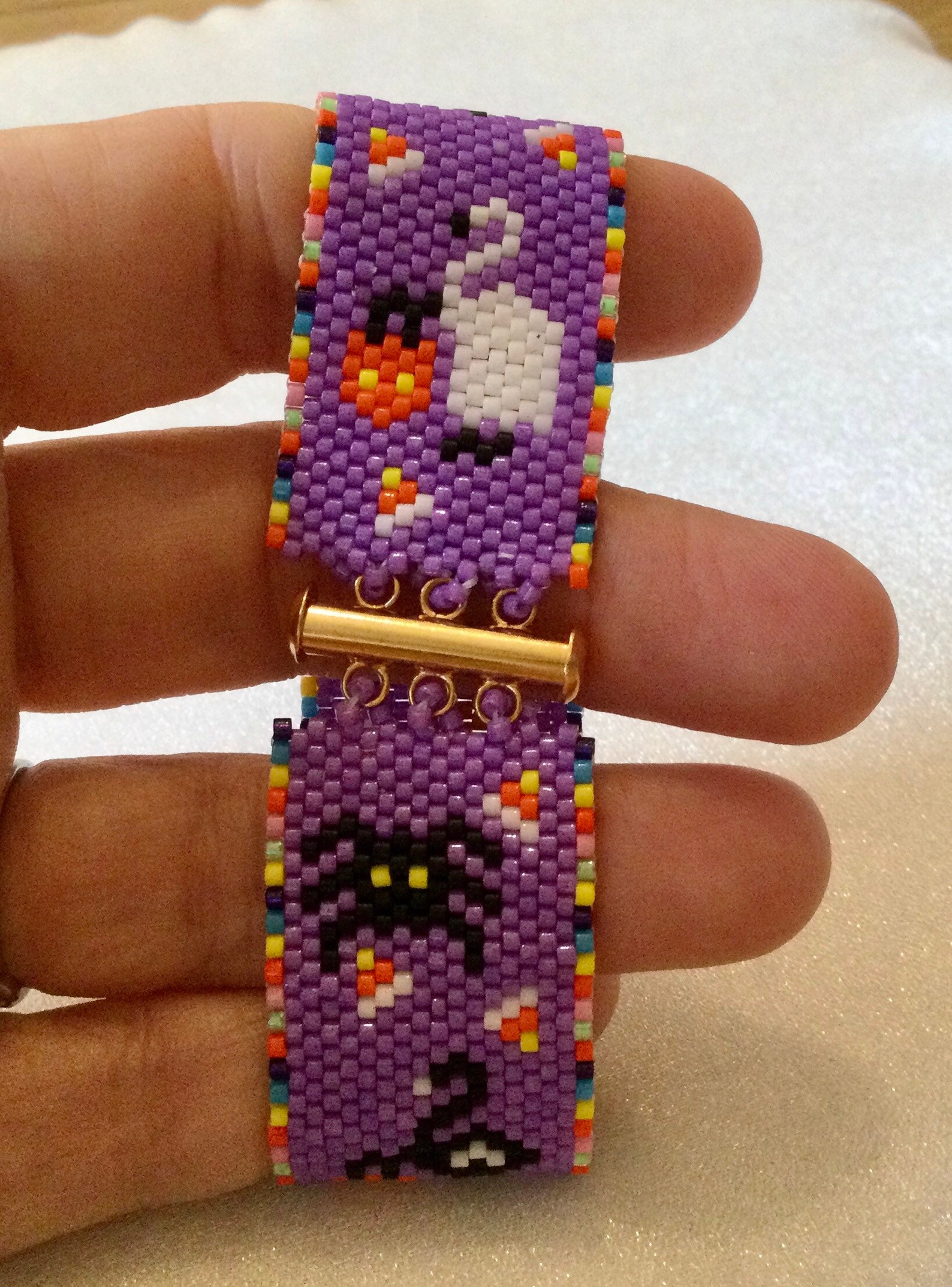 Trick or Treat Flamingos Bracelet Pattern - PDF for Even Count Peyote ...