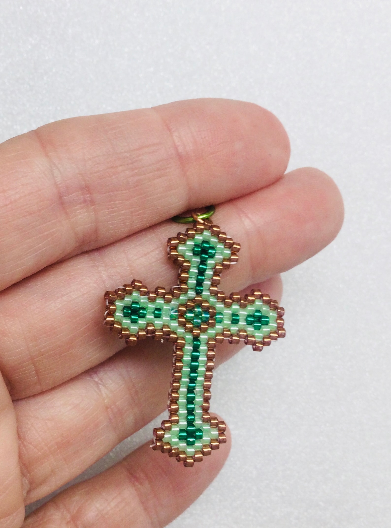 May Emerald Birthstone Month Cross Pattern - Brick Stitch and Odd Count ...