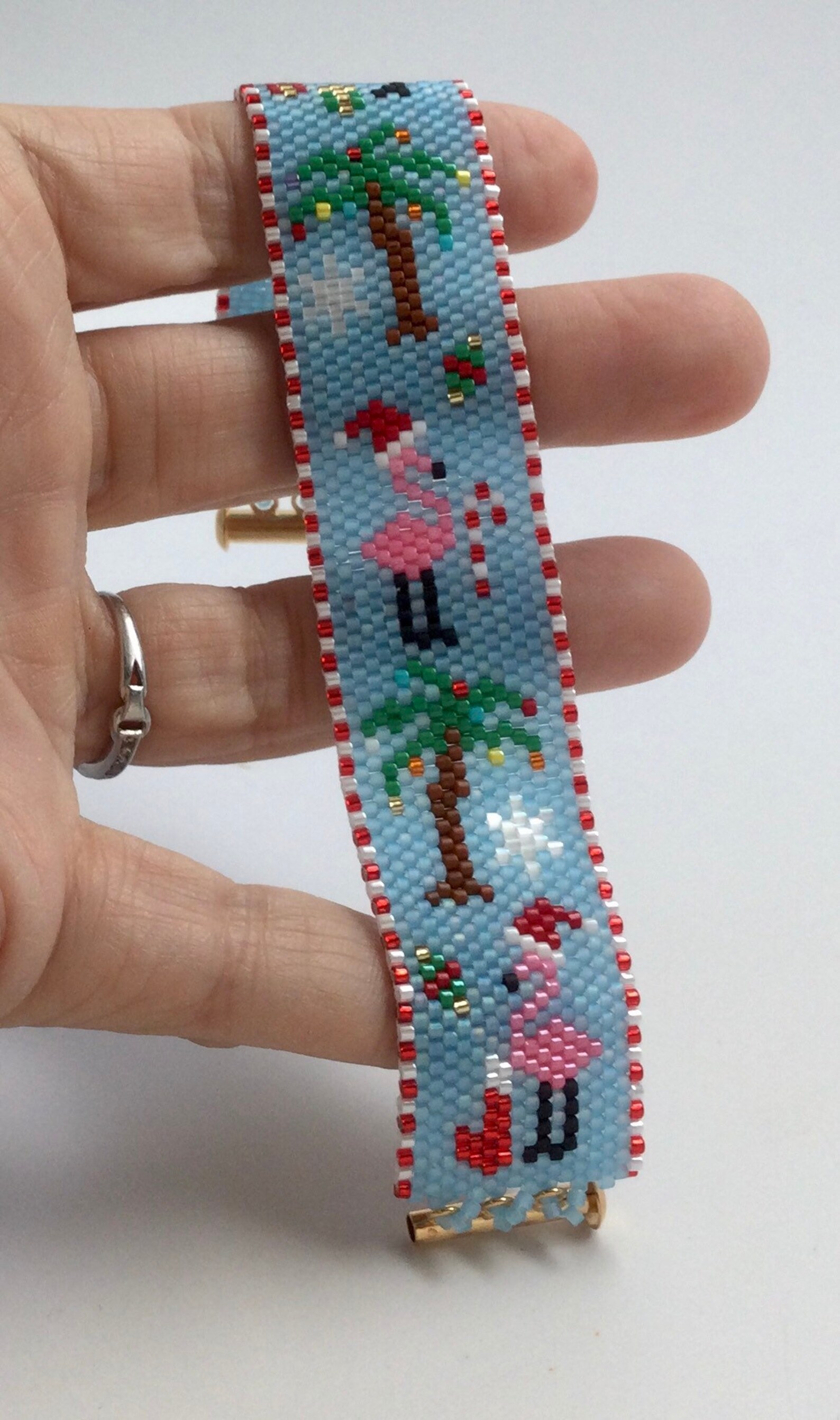 Christmas Holiday Flamingos Bracelet Pattern - PDF for Even Count ...