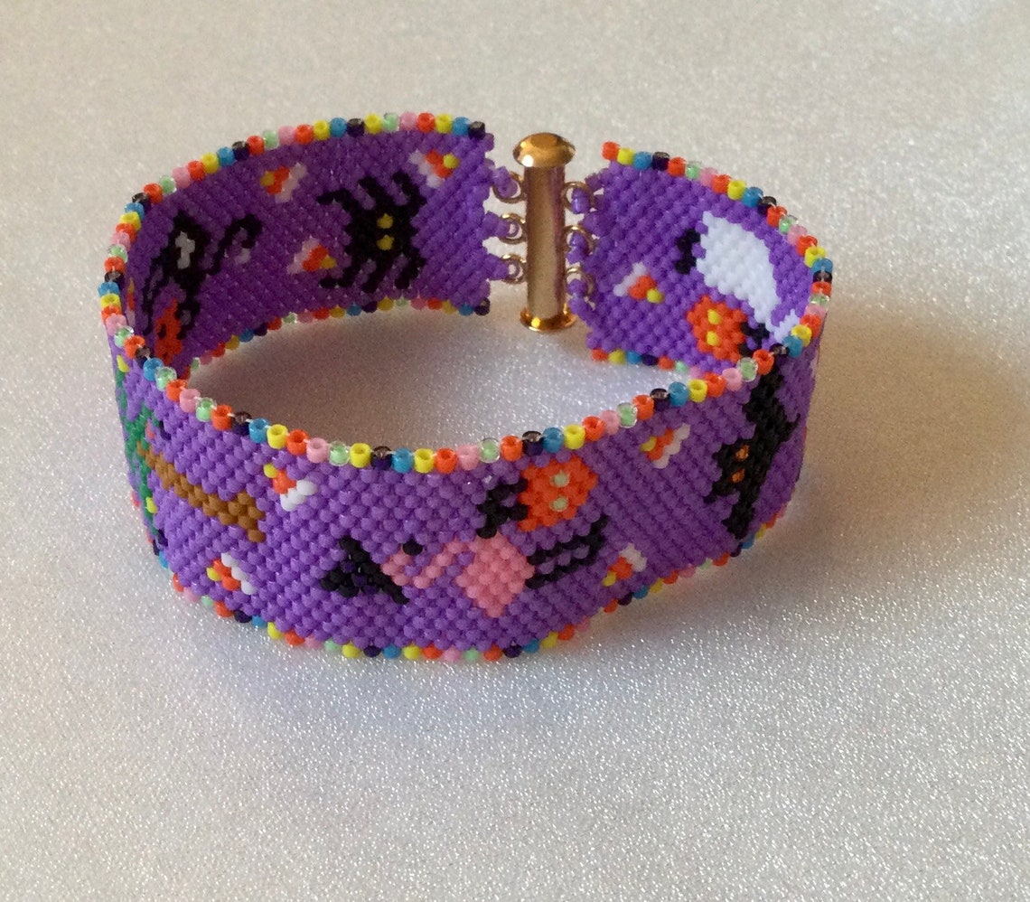 Trick or Treat Flamingos Bracelet Pattern - PDF for Even Count Peyote ...