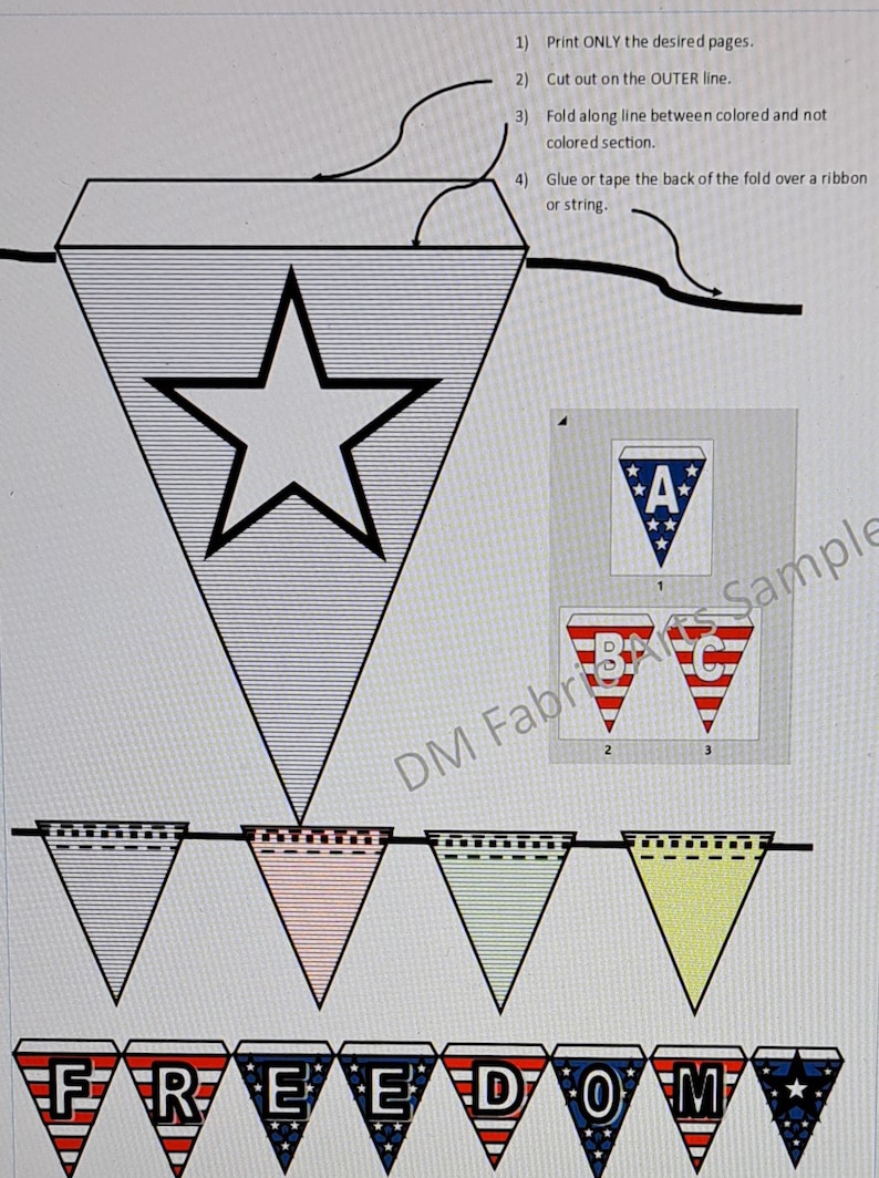 Printable Patriotic Banner Alphabet - Etsy