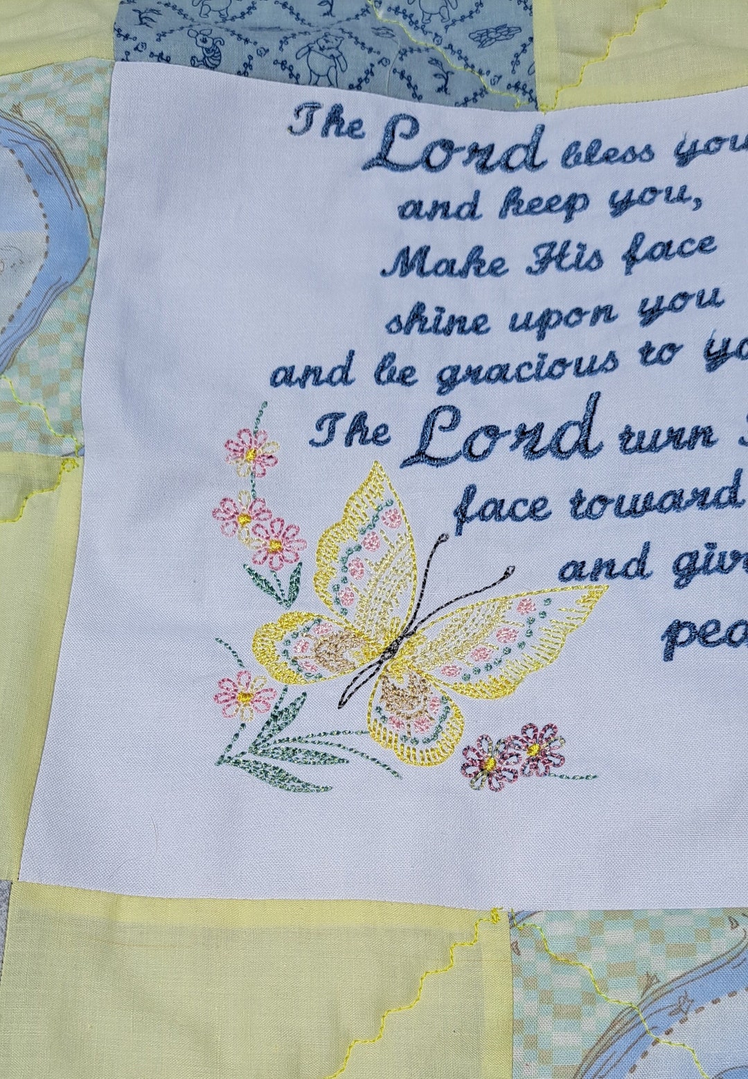 Winnie the Pooh and Bees Patchwork Blessing Quilt Baby Christmas Gift ...