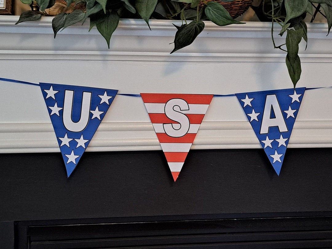 Printable Patriotic Banner Alphabet - Etsy