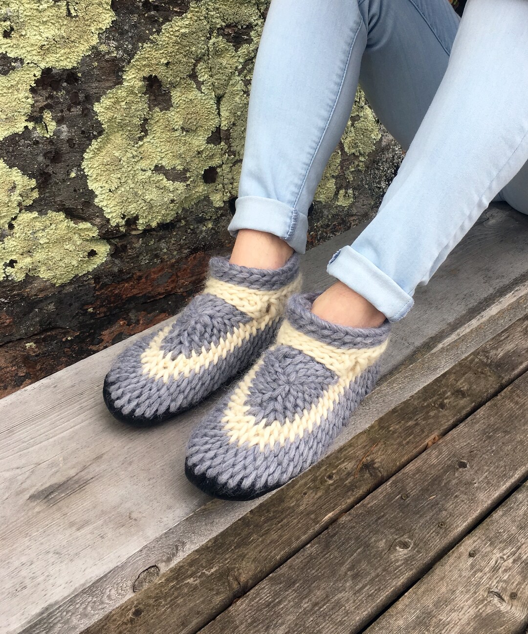 Gray Merino Wool Slippers: Made in Canada, Padraigs With Leather Sole ...