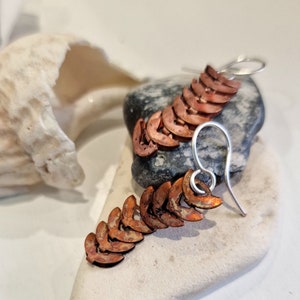 Rustic Burnt Recycled Copper Articulated. Lightweight, Dangly Earrings ...