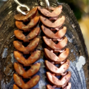 Rustic Burnt Recycled Copper Articulated. Lightweight, Dangly Earrings ...
