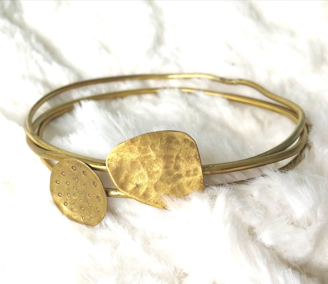 Rustic Brass Bangle Set: Textured Gold Stacking Bracelets - Etsy UK