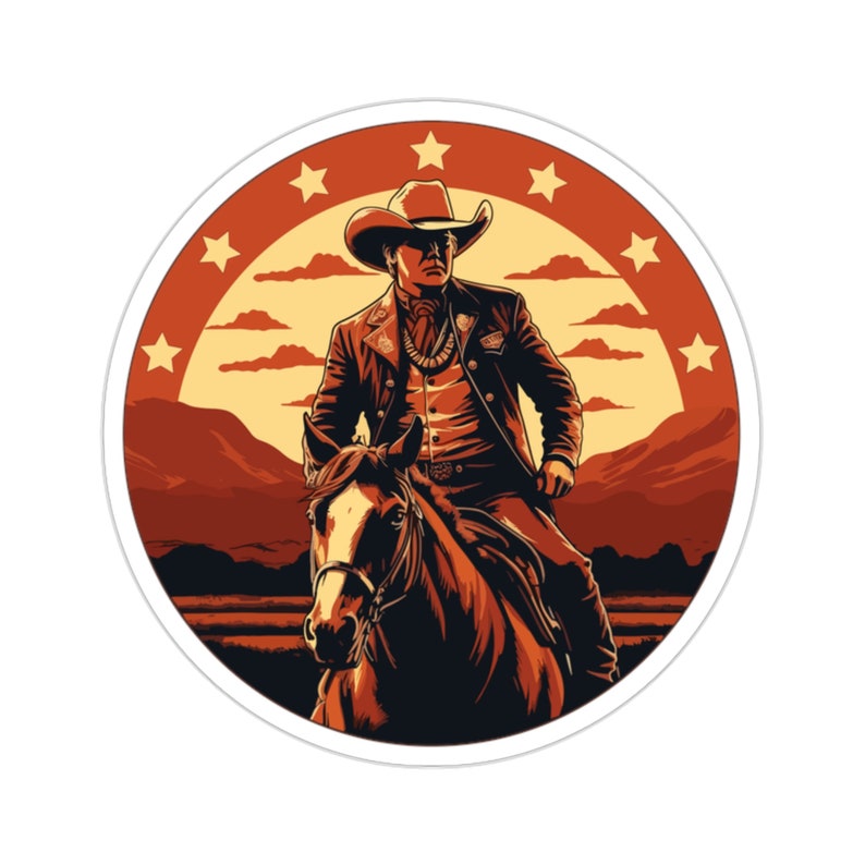 Donald Trump Cowboy Sticker - Etsy