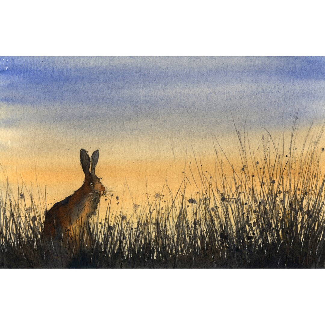 Kid Wall Art Watercolour Animal Print Bunny Art PRINT A4 21x29 Children ...