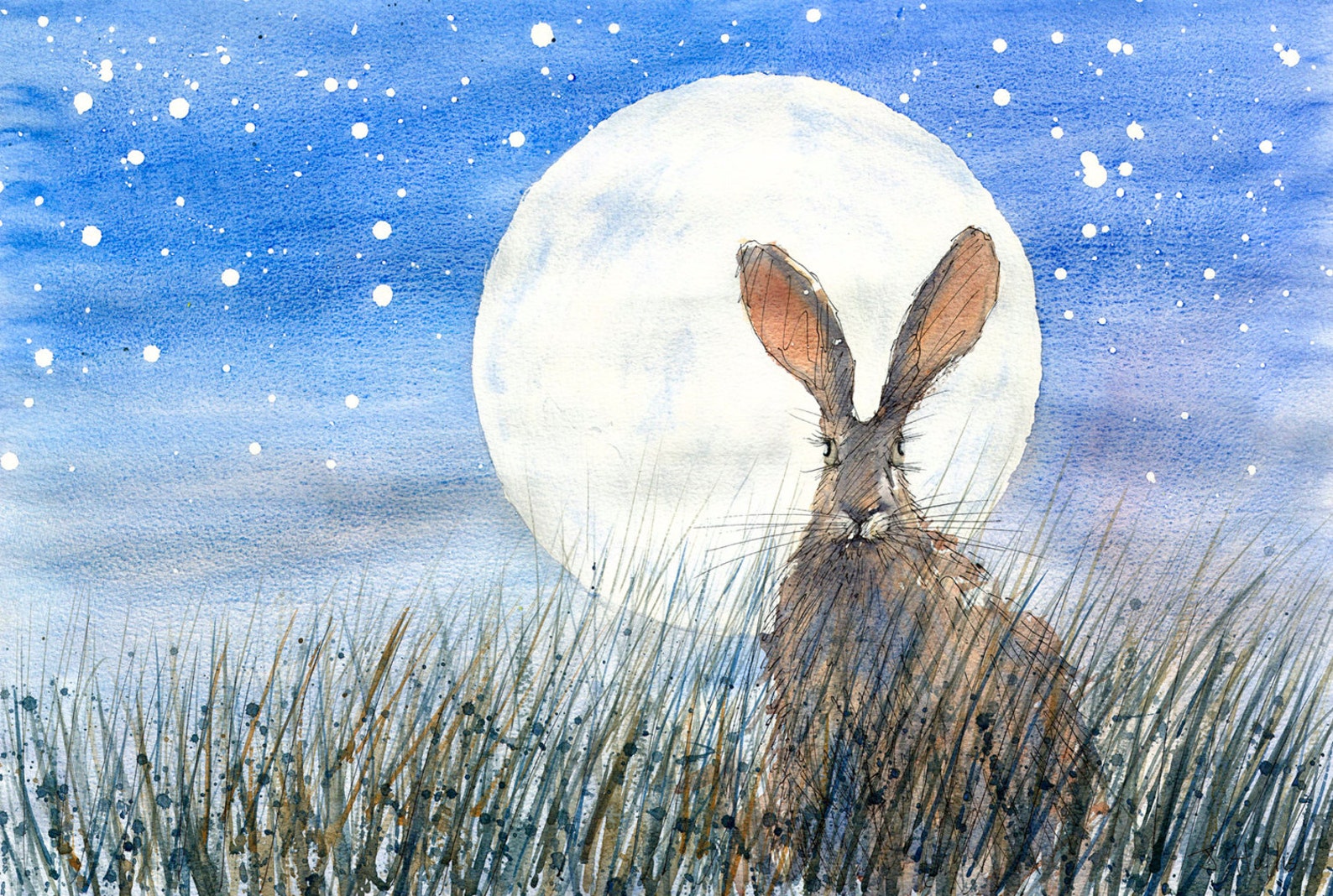HARE Painting ART PRINT Moon Hare Pictures Bunny Art Rabbit Print ...