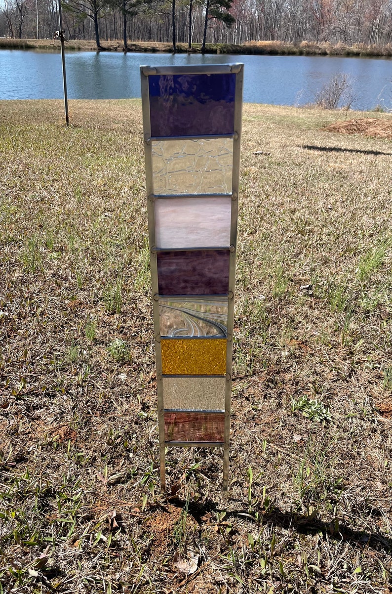 Stained Glass Yard Art Glass Garden Stake Garden Sculpture Etsy