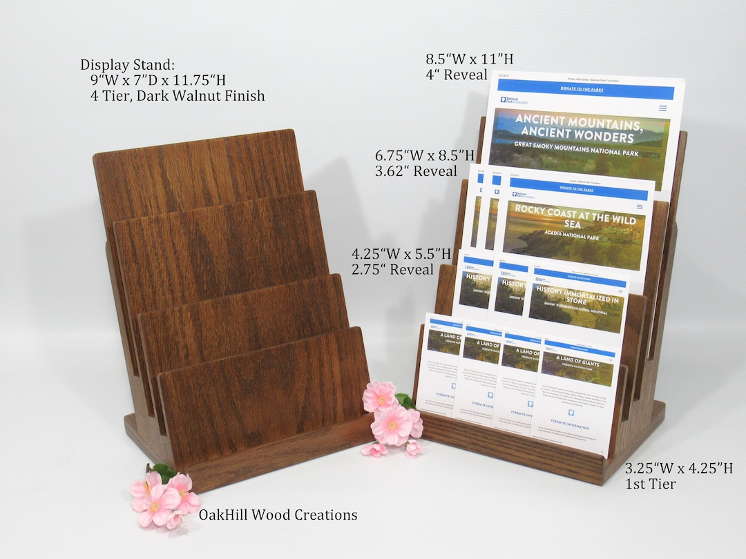 Wood Brochure Holder, Business Card Stand, Wood Countertop Stand ...