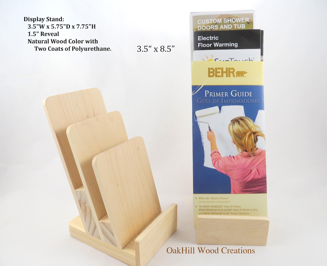 Wood 3-tier Brochure Holder, Wooden Display Stand, Countertop Display ...