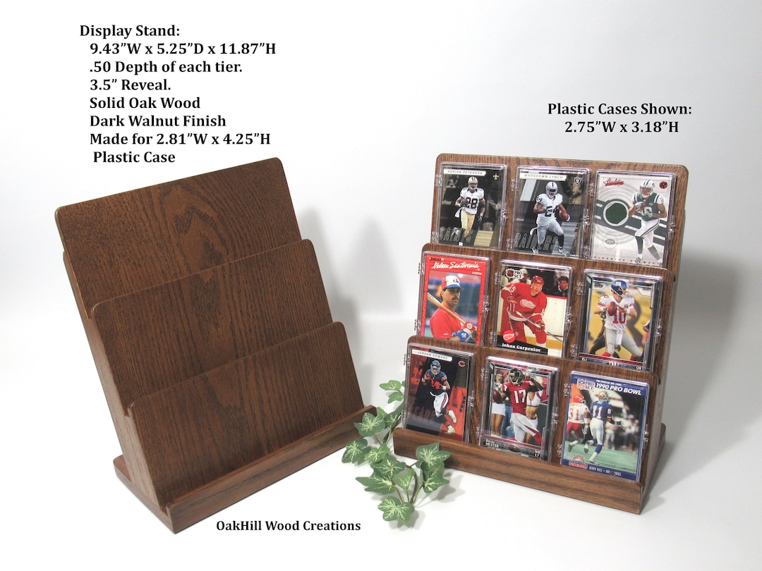 Graded Sports Card Display Stand – Oak Wood Holder for Collectibles ...