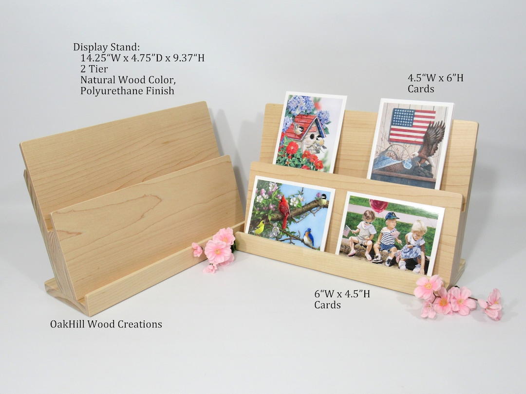Card Display Wooden, Display Stand 2 Tier, Greeting Card Stand ...