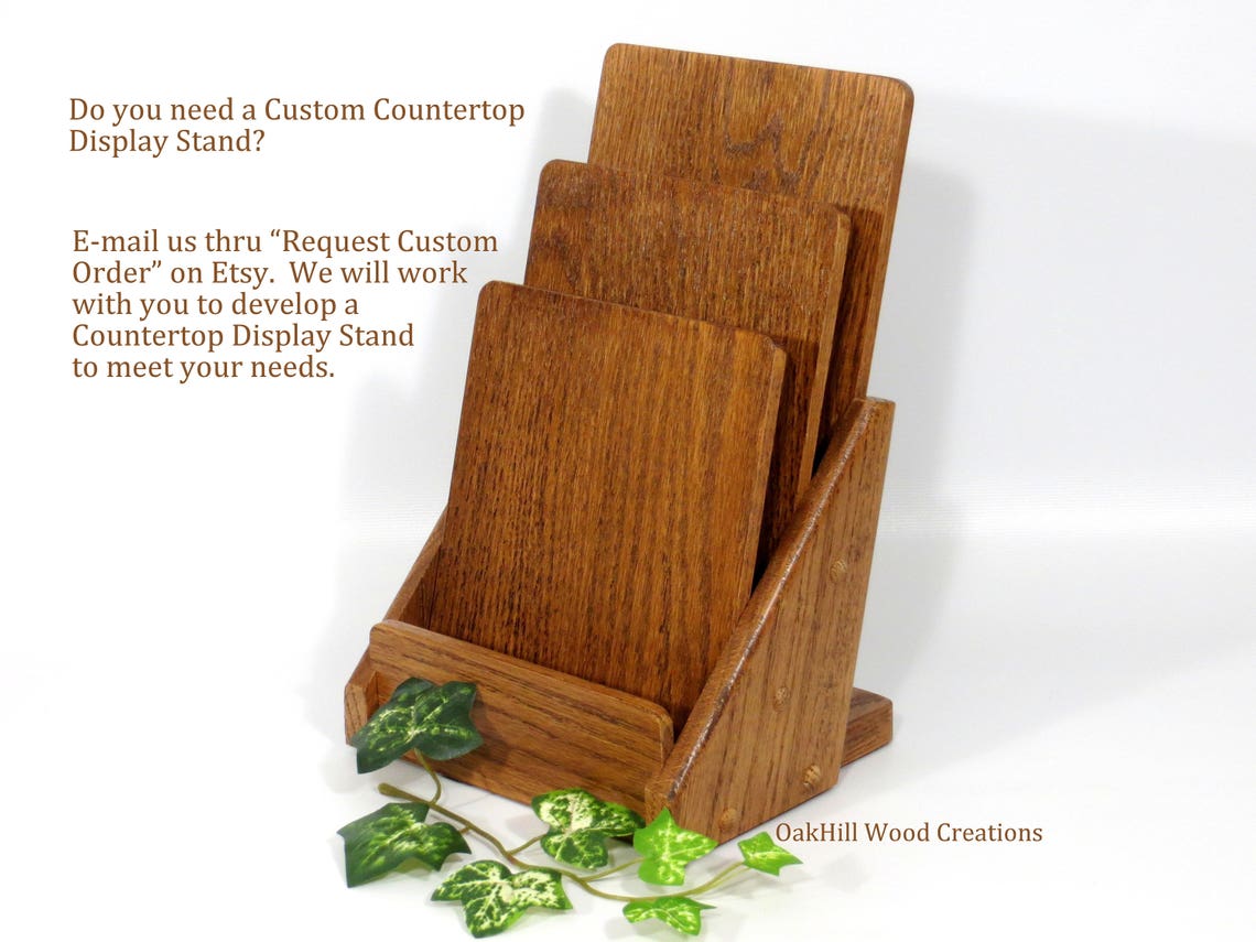 Wood Brochure Holder, 3-tier Counter Display Stand, Solid Oak ...