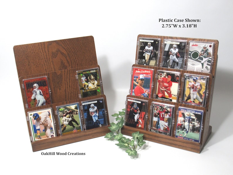 Graded Sports Card Display Stand – Oak Wood Holder for Collectibles ...