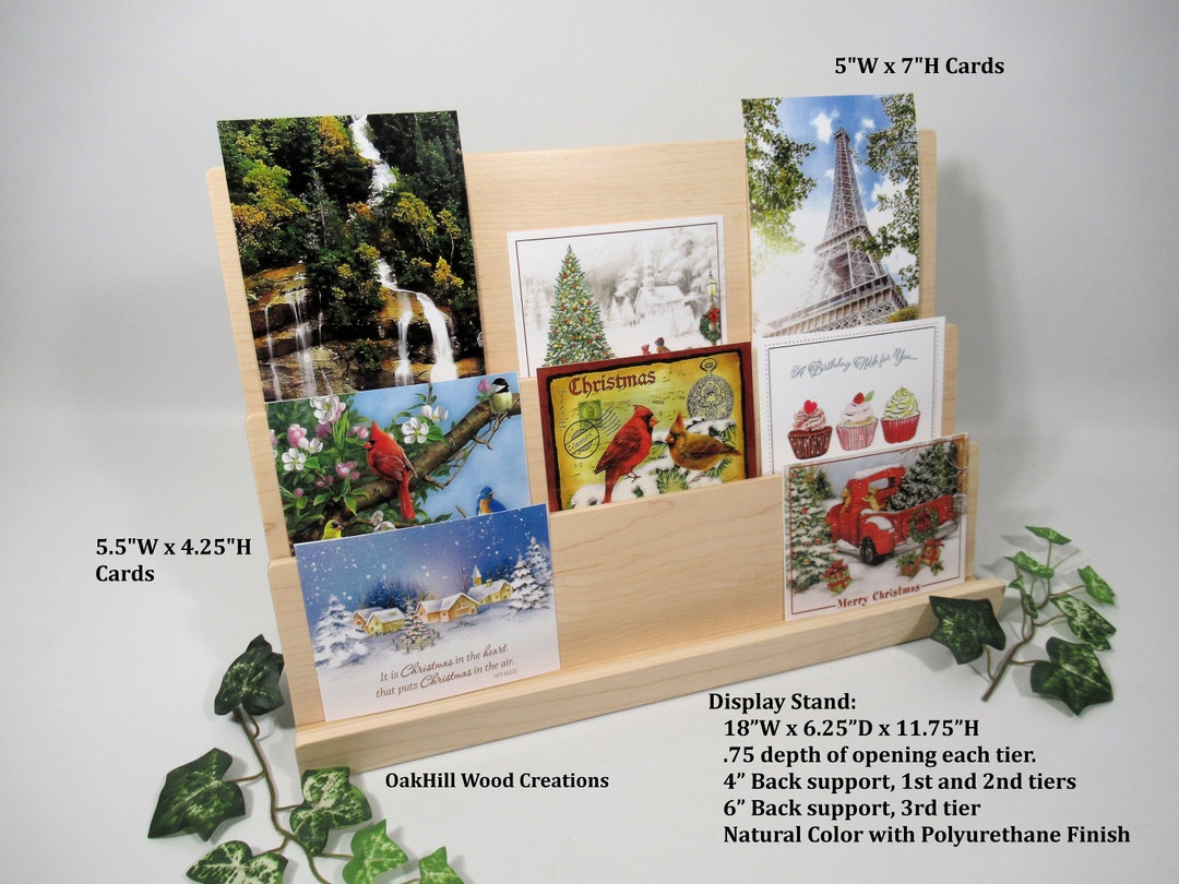 Card Display Wooden, Gallery Exhibit, Greeting Card Stand, Countertop ...