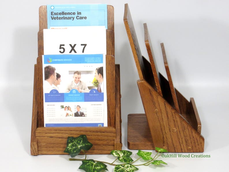 Wood Brochure Holder, 3-tier Counter Display Stand, Solid Oak ...