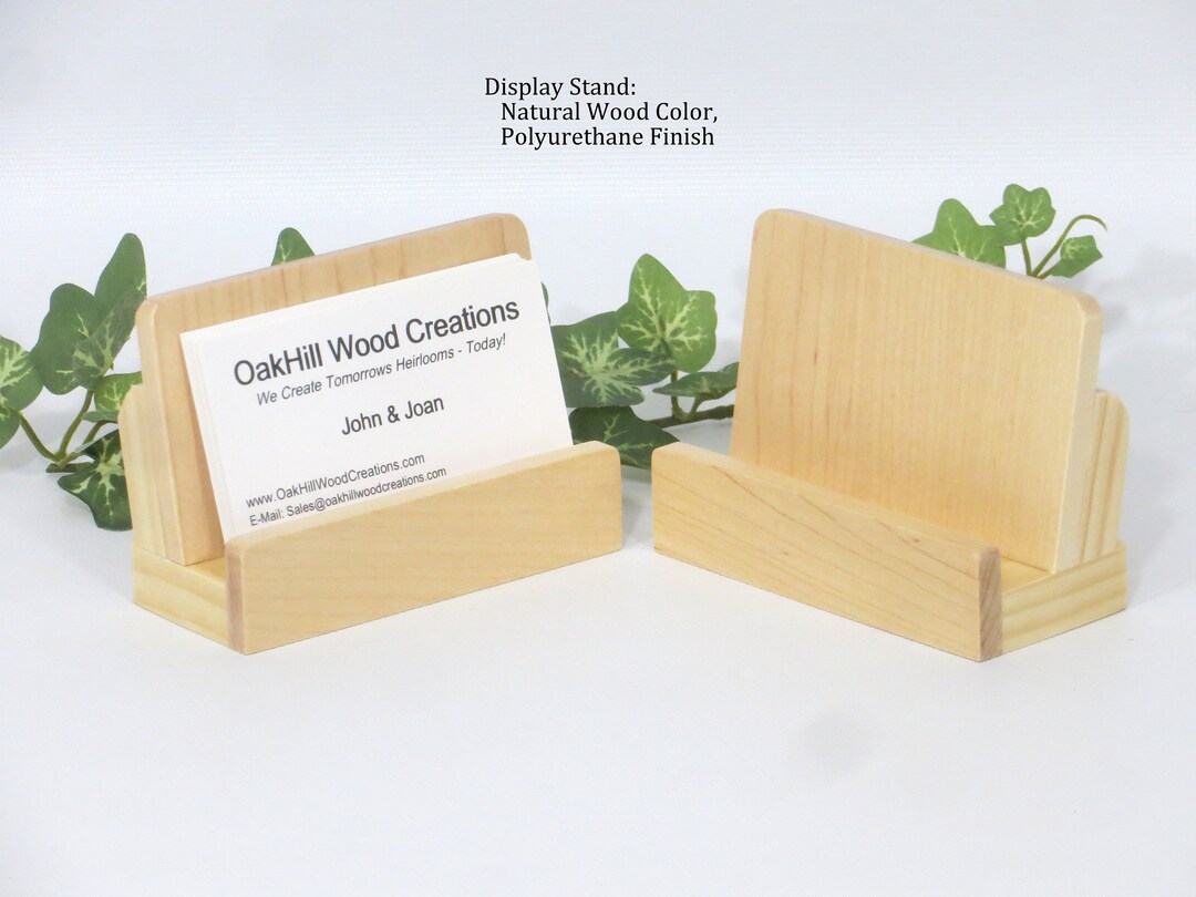 Solid Maple Business Card Display, Natural Wood Desk Holder for Offices ...