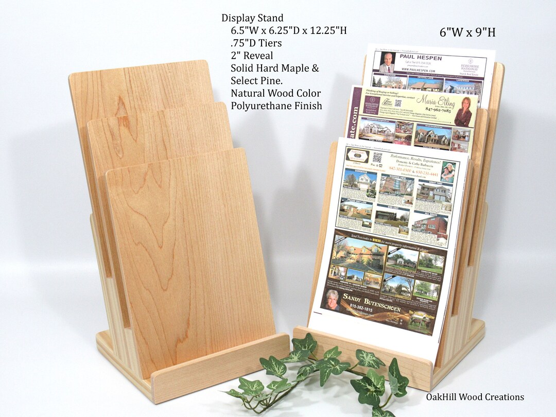 Wood Brochure Holder, Countertop Stand, Display Stand, Wooden Display ...