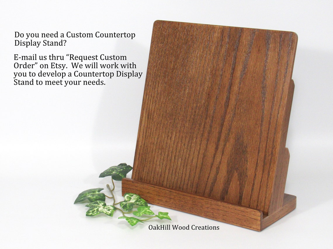 Handcrafted Oak Brochure Display Stand, 8.5x11 Countertop Flyer Holder ...