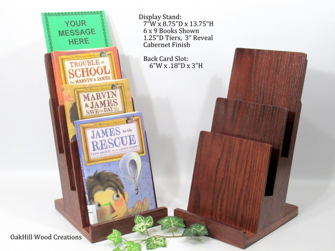 Wood Book Display Stand – 3 Tier Countertop Rack for Author Signings ...