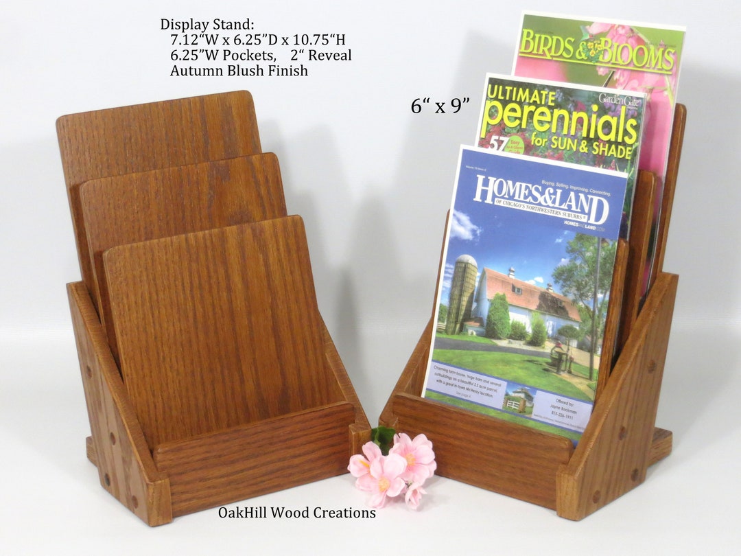 Wood Brochure Holder, 3-tier Counter Display Stand, Solid Oak ...