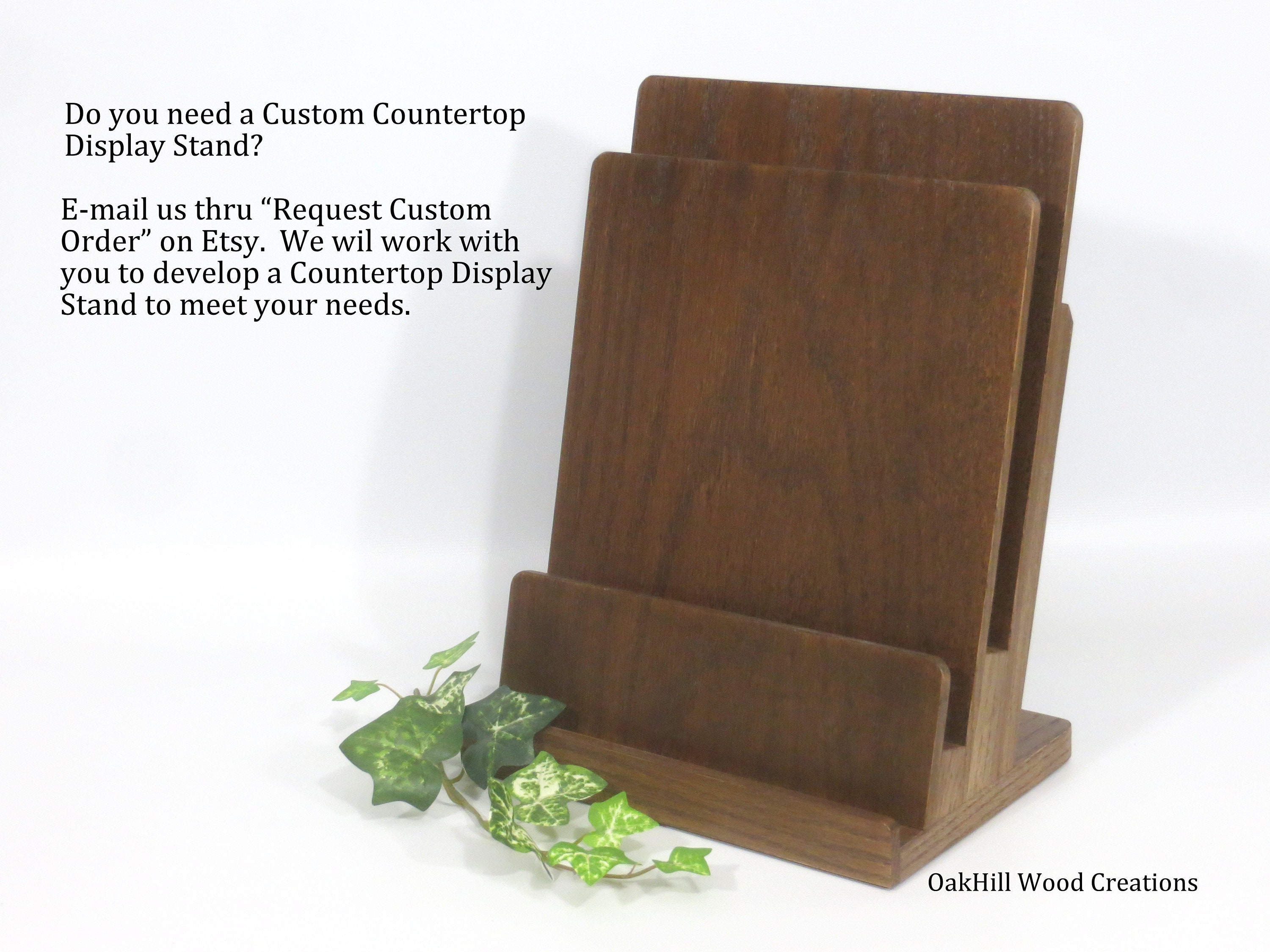 Wood Literature & Business Card Holder, 3 Tier Oak Display Stand - Etsy