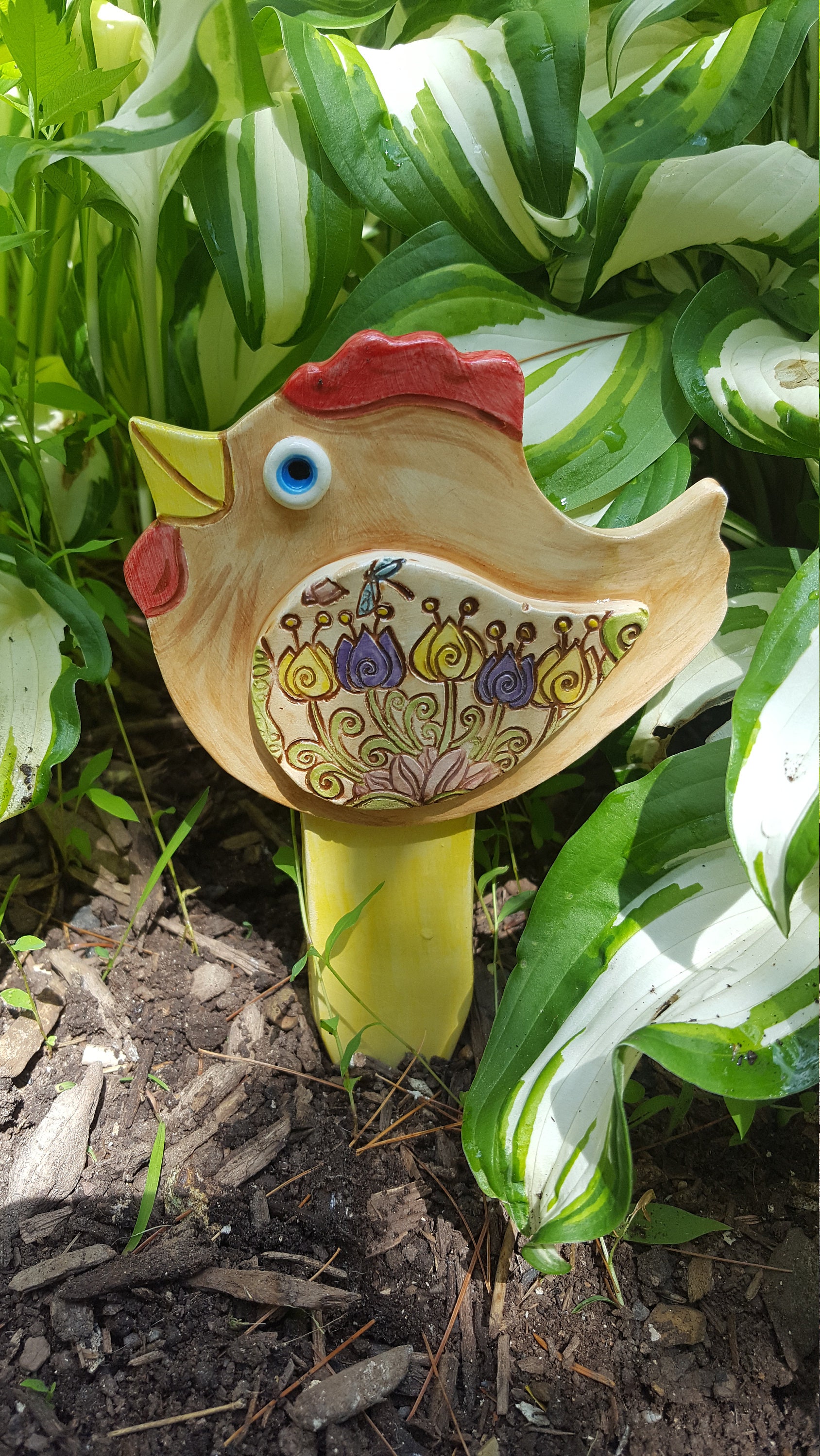 Ceramic Chicky Garden Decoration, - Etsy