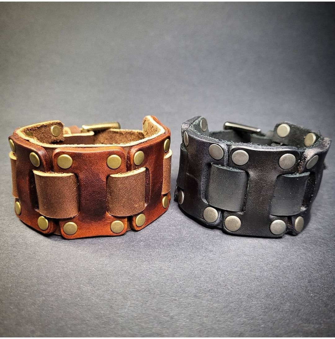 Unisex Leather Cuff | Wristband | Rocker Bracelet | Armband | Wrap ...