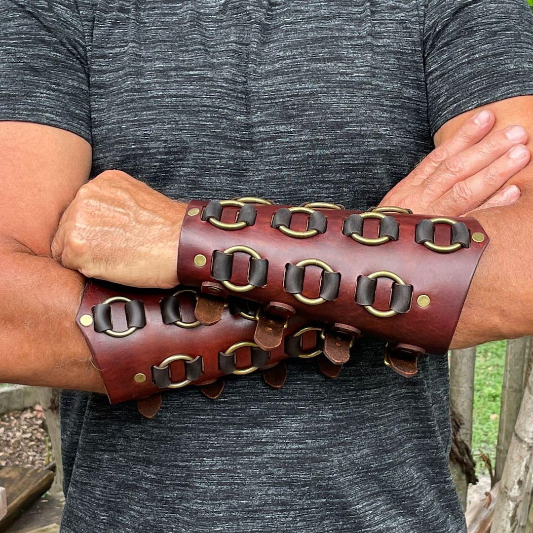 Leather O Ring Heavy Bracers | Cuffs | Vam Bracers | Greaves | Medieval ...
