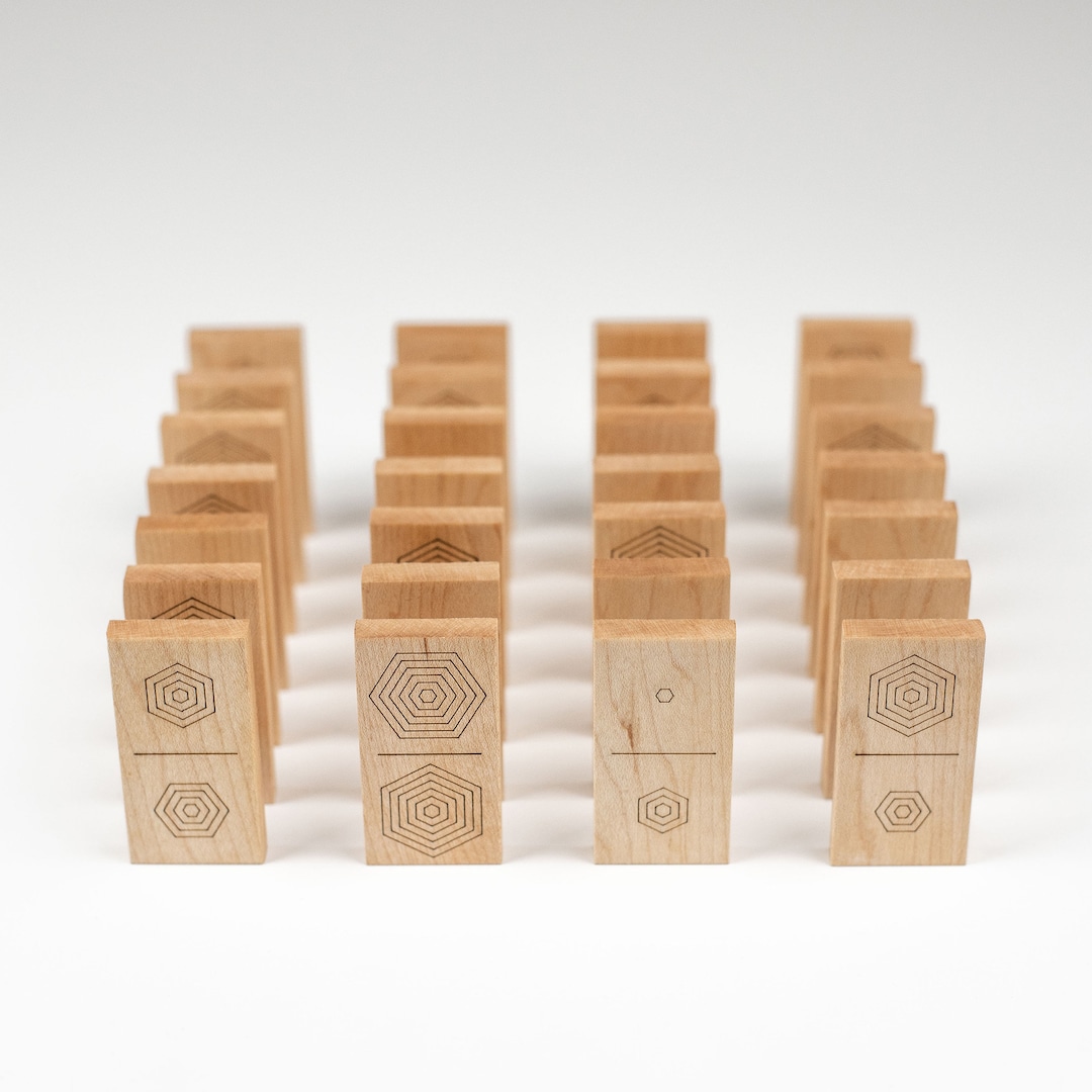 Wooden Domino Set: Contemporary Hexagon Game, Tabletop Gift - Etsy