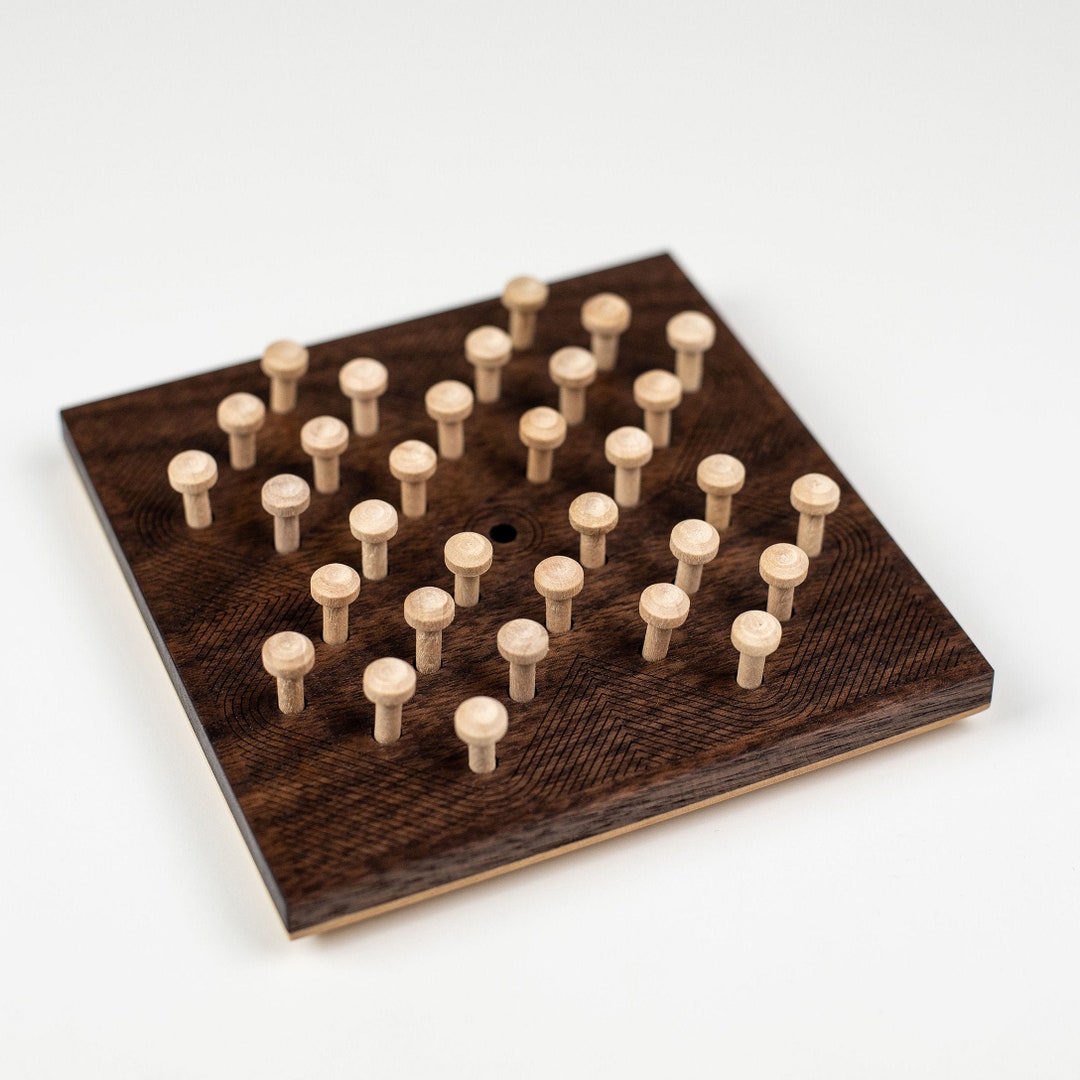 Wooden Solitaire Game - Contemporary Wooden Game - Hi-q Game - Board ...